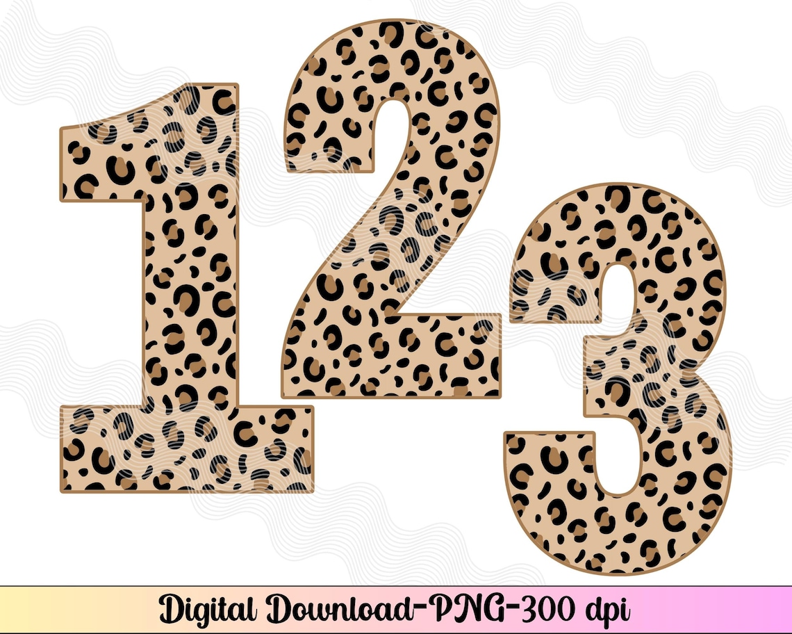 Cheetah Print Numbers, Numbers for Sublimation, Birthday Numbers ...