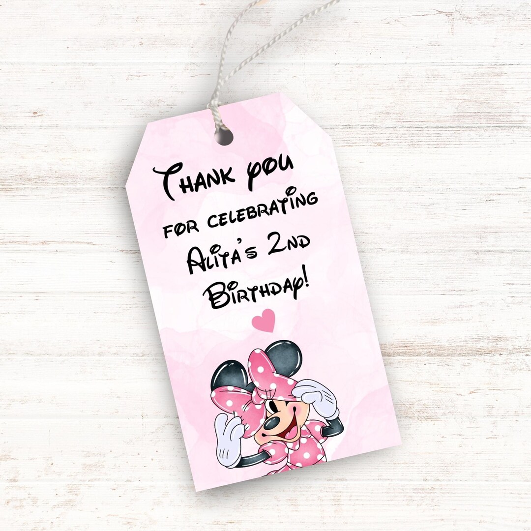 Minnie Party Favor Gift Tag Thank You Label Minnie Digital Thank You ...
