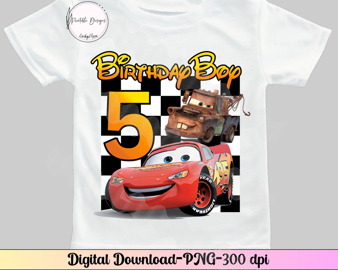 Cars 5th Birthday Boy PNG, Cars Birthday Iron On, Lightning Mcqueen Png ...