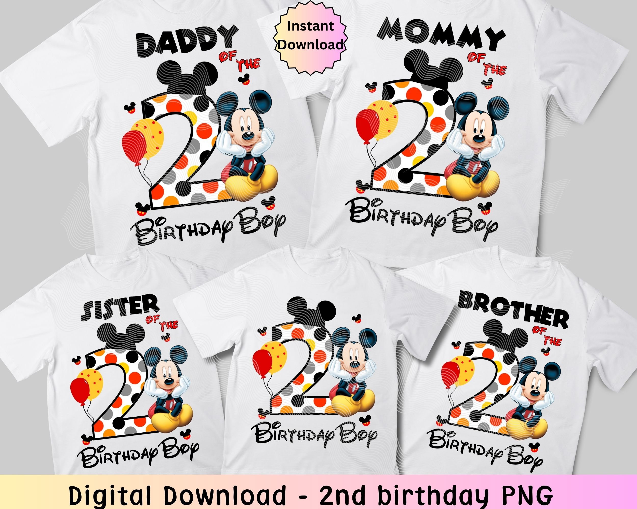 2nd Birthday Mickey PNG, Family Shirts Mickey 2nd Birthday, Digital ...