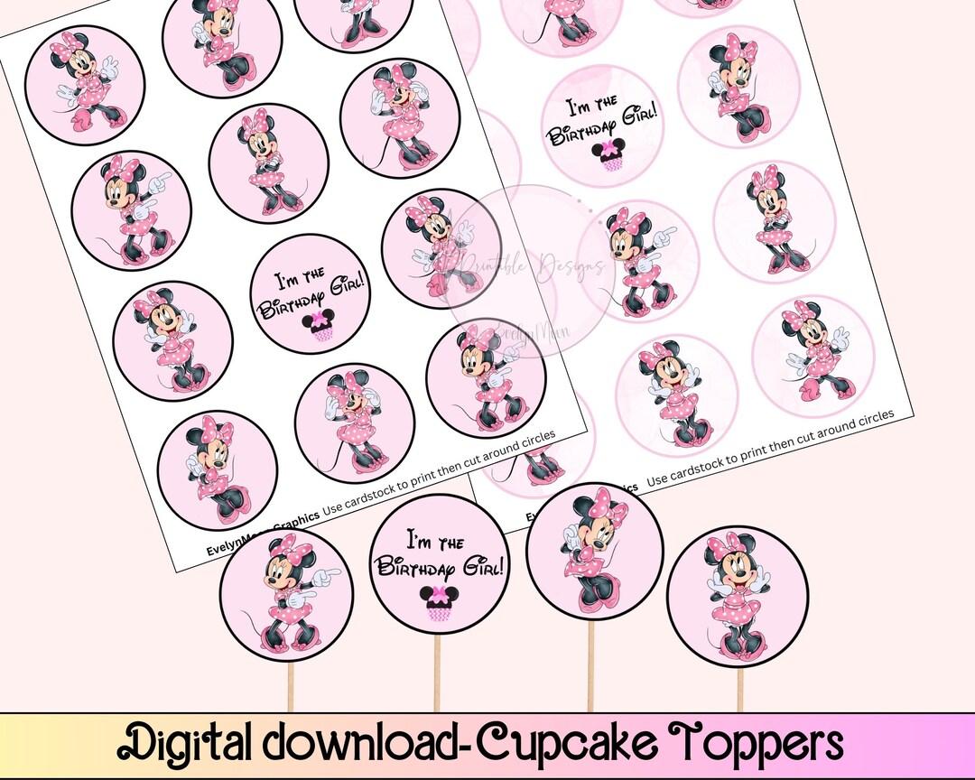 Minnie Cupcake Toppers, DIY Cupcake Toppers, Minnie Cupcake Toppers ...