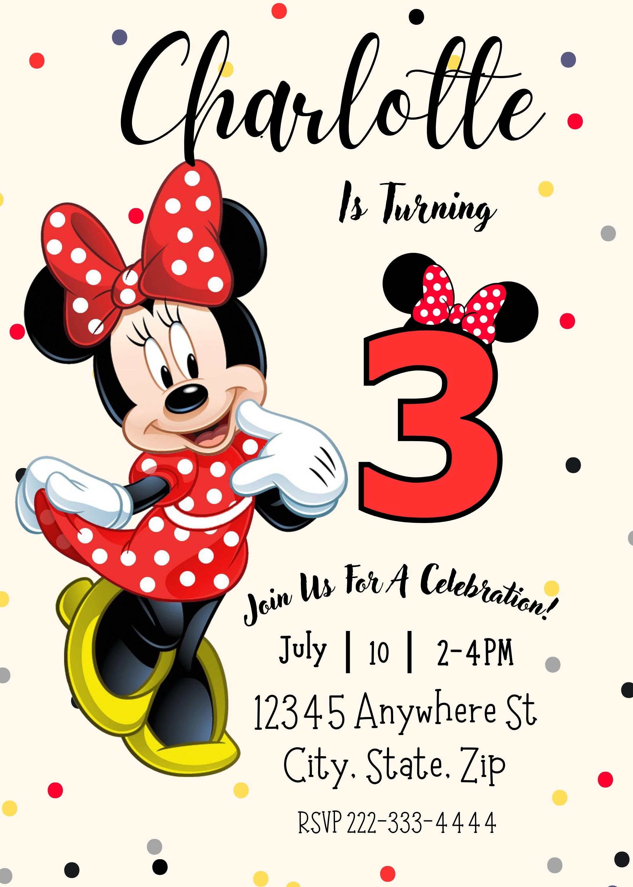 Invitación de cumpleaños de Minnie Mouse roja invitación de - Etsy México