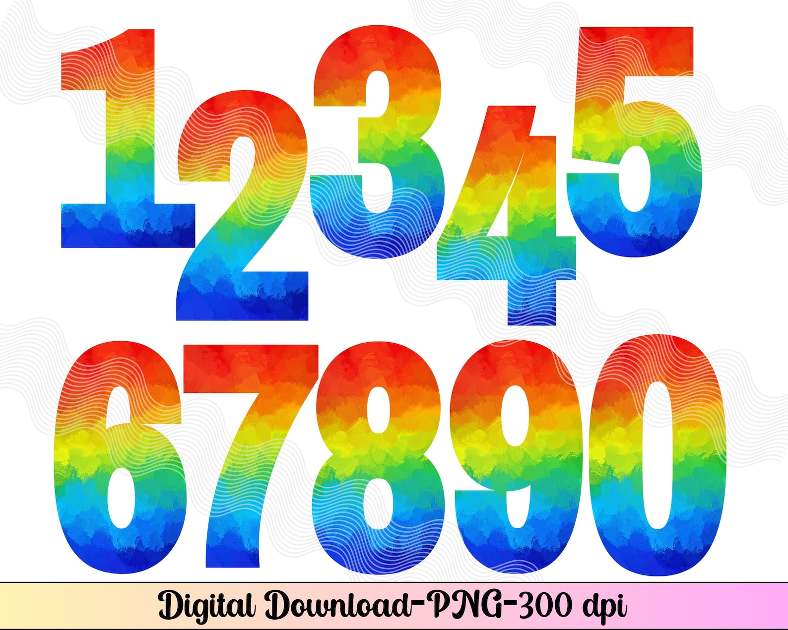 Rainbow Print Numbers, Numbers for Sublimation, Birthday Numbers ...