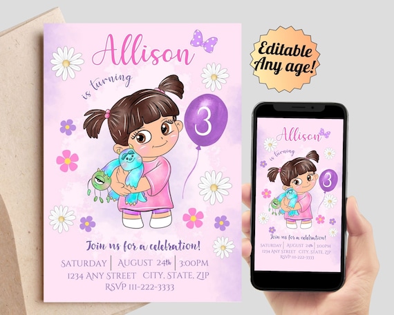 Invitaciones De Boo Monsters Inc Hechas A Mano