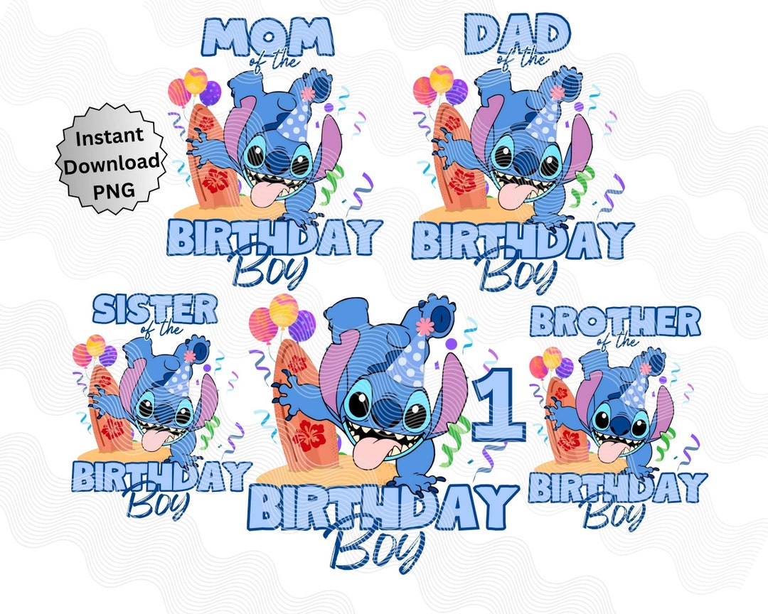 Stitch 1st Birthday Boy PNG, Family 1st Birthday PNG Images, Family ...