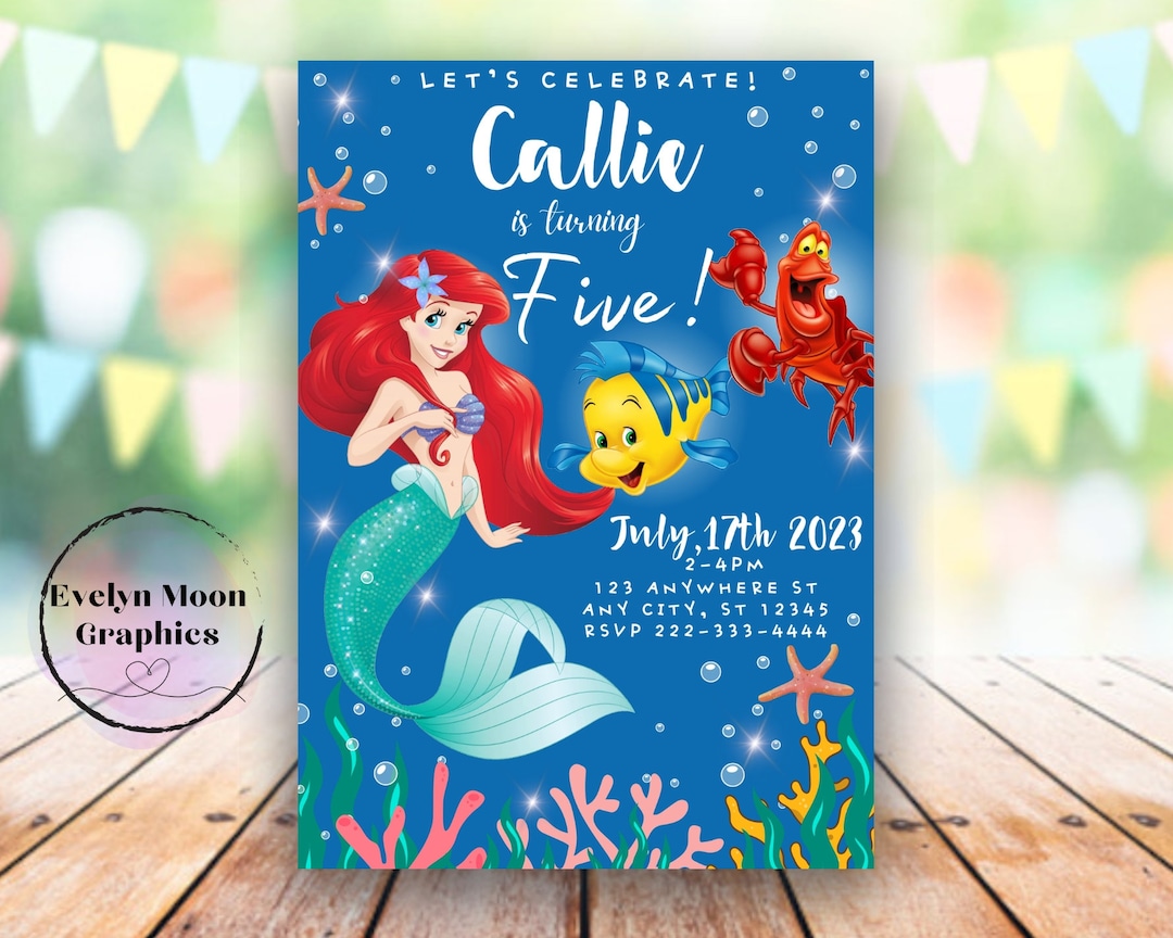 Little Mermaid Birthday Invitation Printable Birthday - Etsy