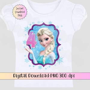 Elsa 4th Birthday PNG, Princess Birthday 4, Birthday Girl Shirt Iron On ...