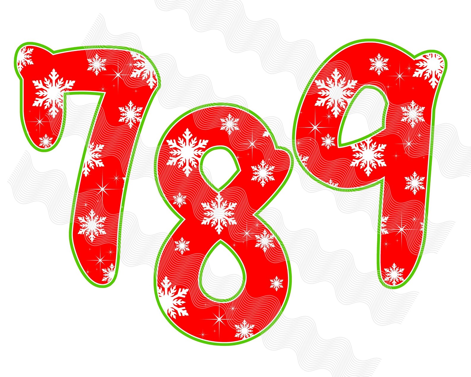 Christmas Theme PNG Numbers for Sublimation Snowflake Birthday Numbers ...