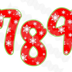 Christmas Theme PNG Numbers for Sublimation Snowflake Birthday Numbers ...