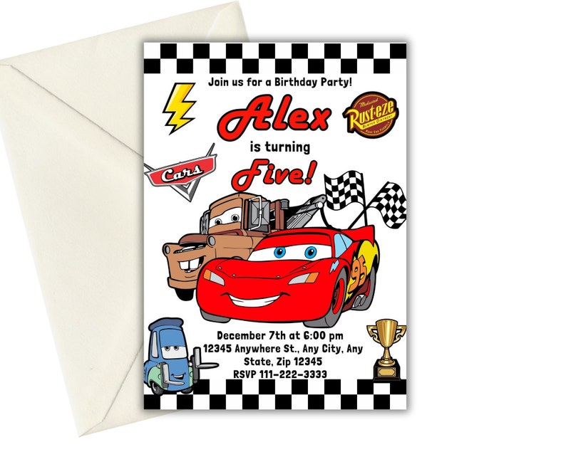Invitación de cumpleaños de Cars Plantilla de Canva editable - Etsy México