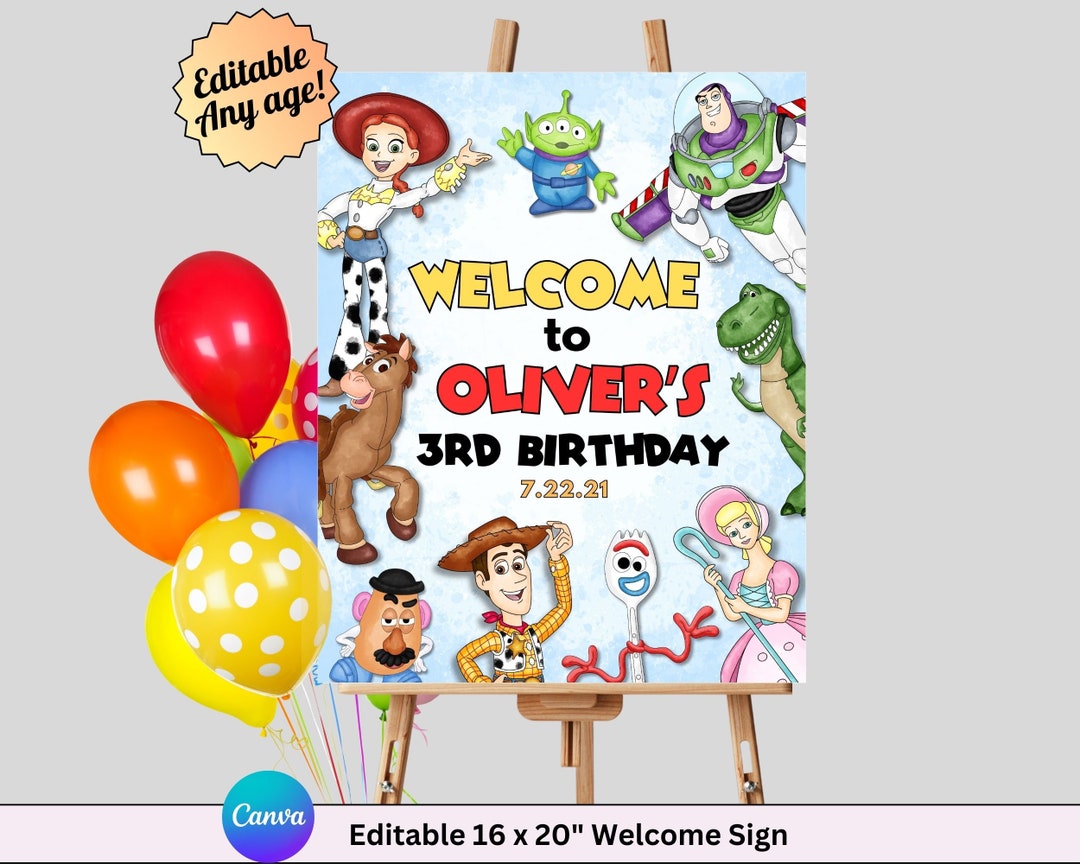 Editable Birthday Welcome Sign, Toy Story Welcome Sign for Birthday ...