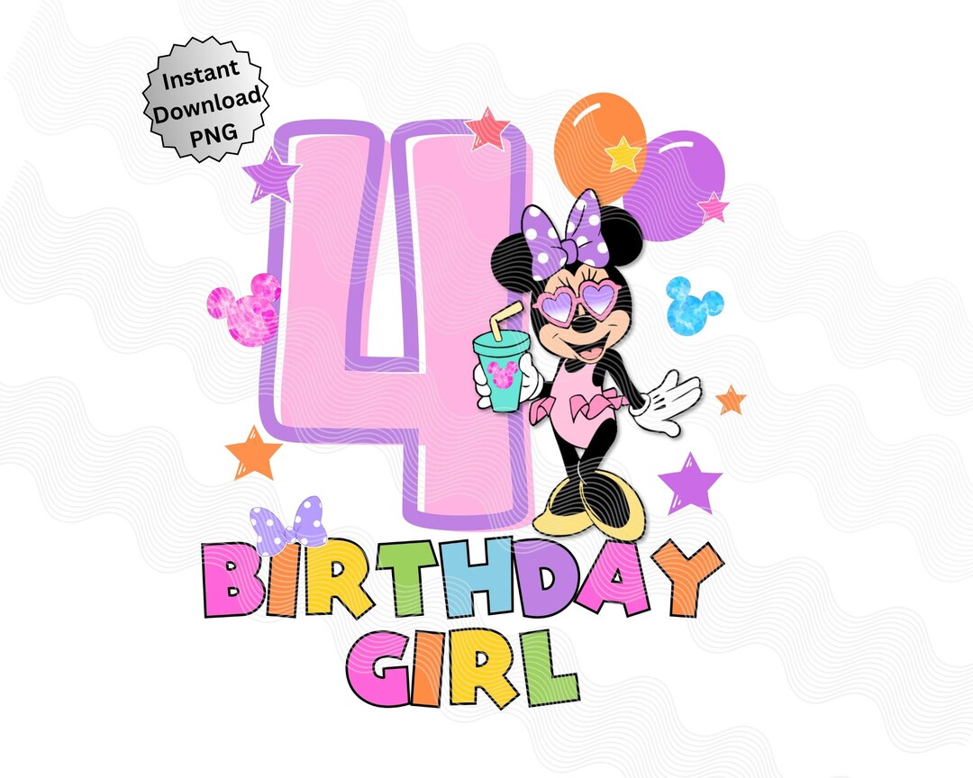 4th Birthday Summer Minnie Birthday PNG, Pool Party Mouse, Birthday ...