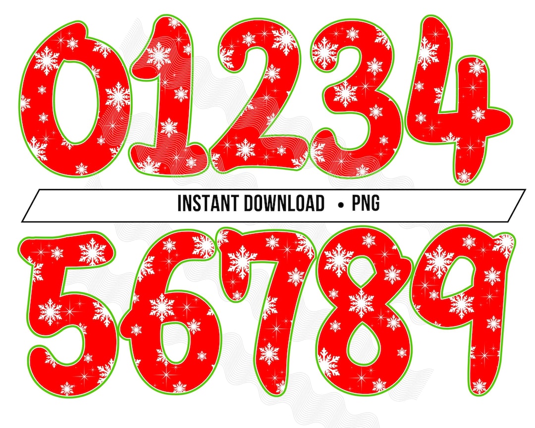 Christmas Theme PNG Numbers for Sublimation Snowflake Birthday Numbers ...