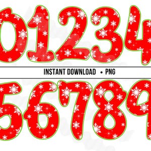 Christmas Theme PNG Numbers for Sublimation Snowflake Birthday Numbers ...