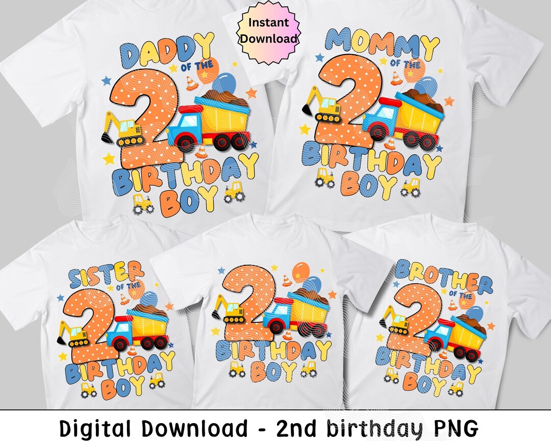 2nd Birthday Family Shirts, Construction Theme 2nd Birthday, Family ...
