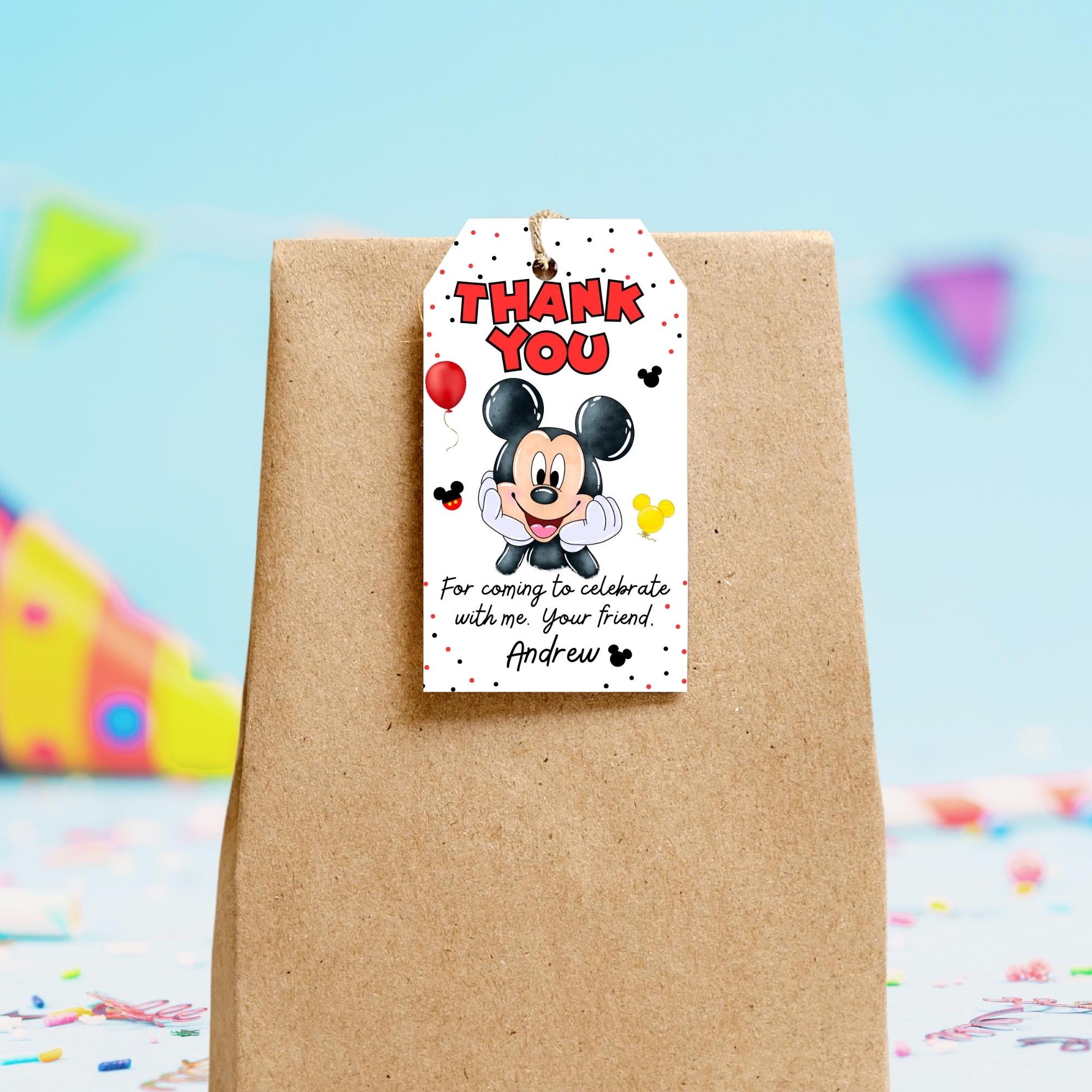 Mickey Party Favor Gift Tag Thank You Label Micky Digital Thank You ...