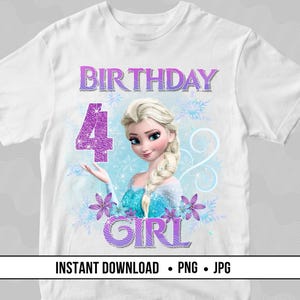Frozen 4th Birthday PNG, Elsa Birthday Girl, Iron on Image for DTF ...