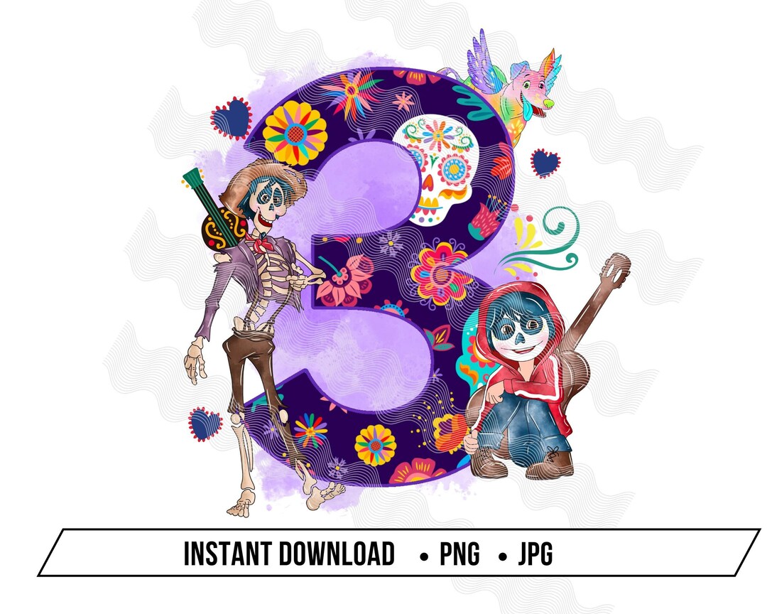 Birthday Coco PNG Day of the Dead Number for Sublimation Coco Birthday ...