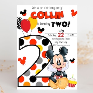 Editable Mickey Mouse Birthday Invitation, Printable Invitation Mickey ...