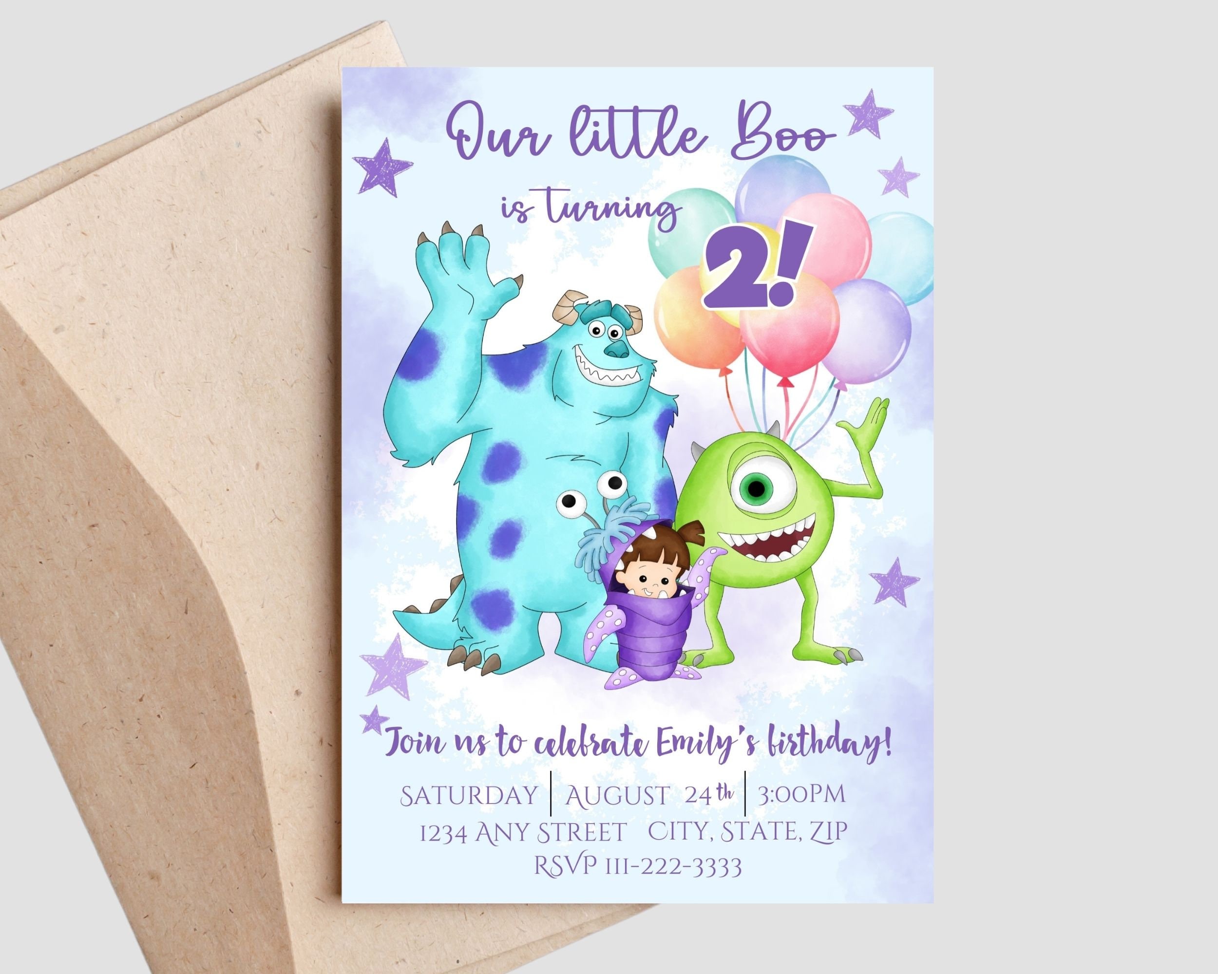 Invitaciones Imprimibles En Blanco Monstruos Inc