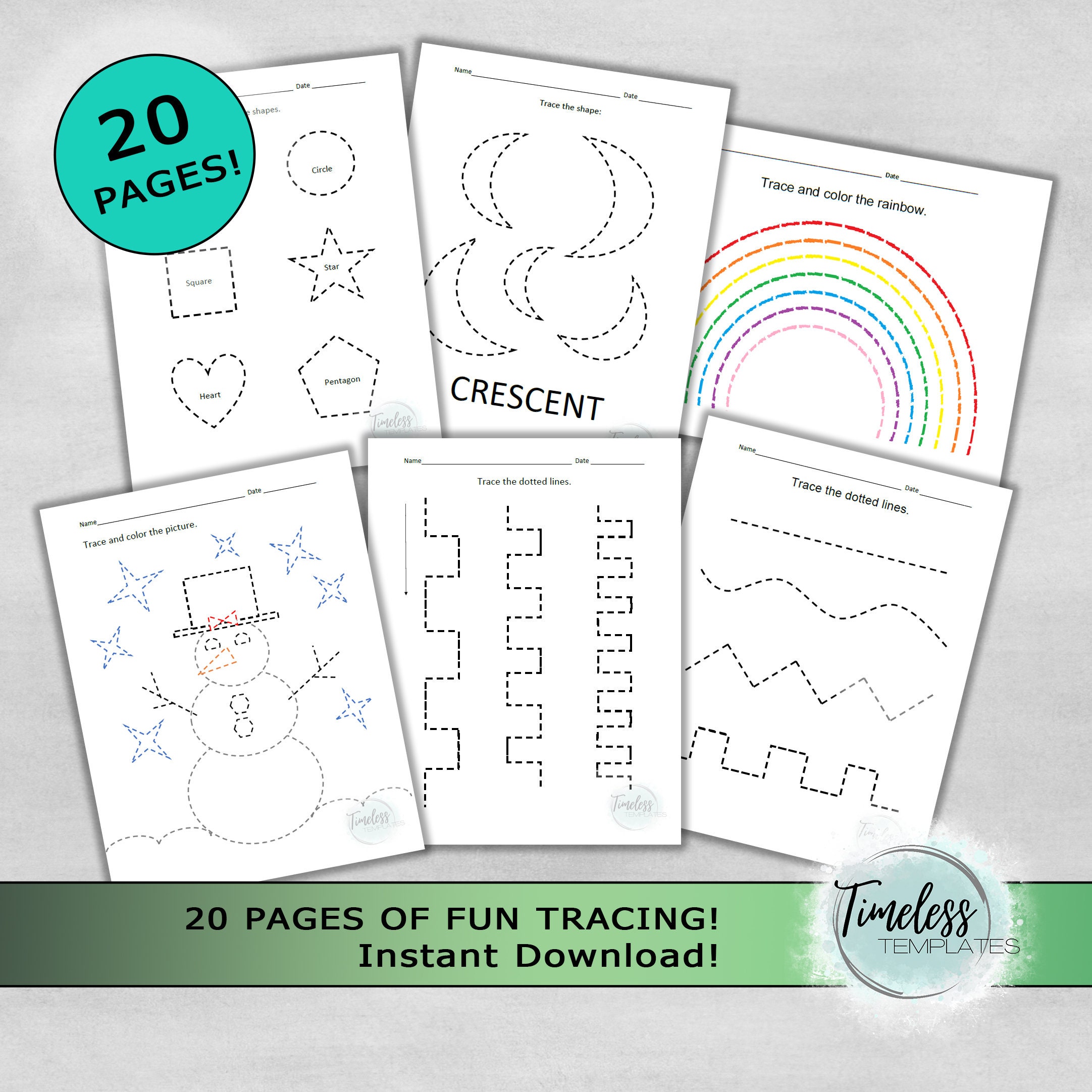 Preschool, Homeschool Worksheet - Tracing Practice - Lines, Shapes, and ...