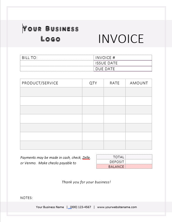 Business Invoice Template - Printable - Editable - PDF Download - Etsy