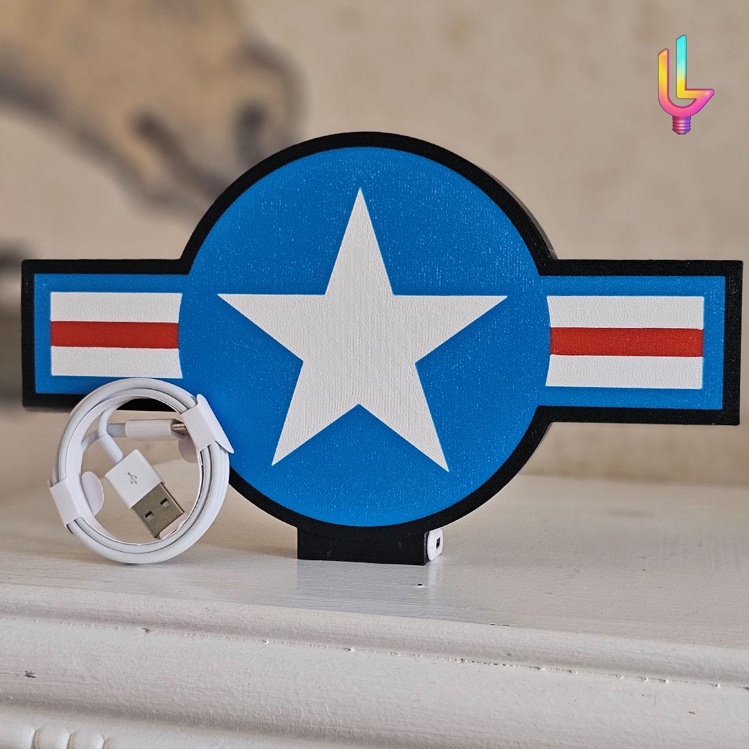 USAF Roundel Lamp 3D Printed LED Lightbox USB C Powered - Etsy