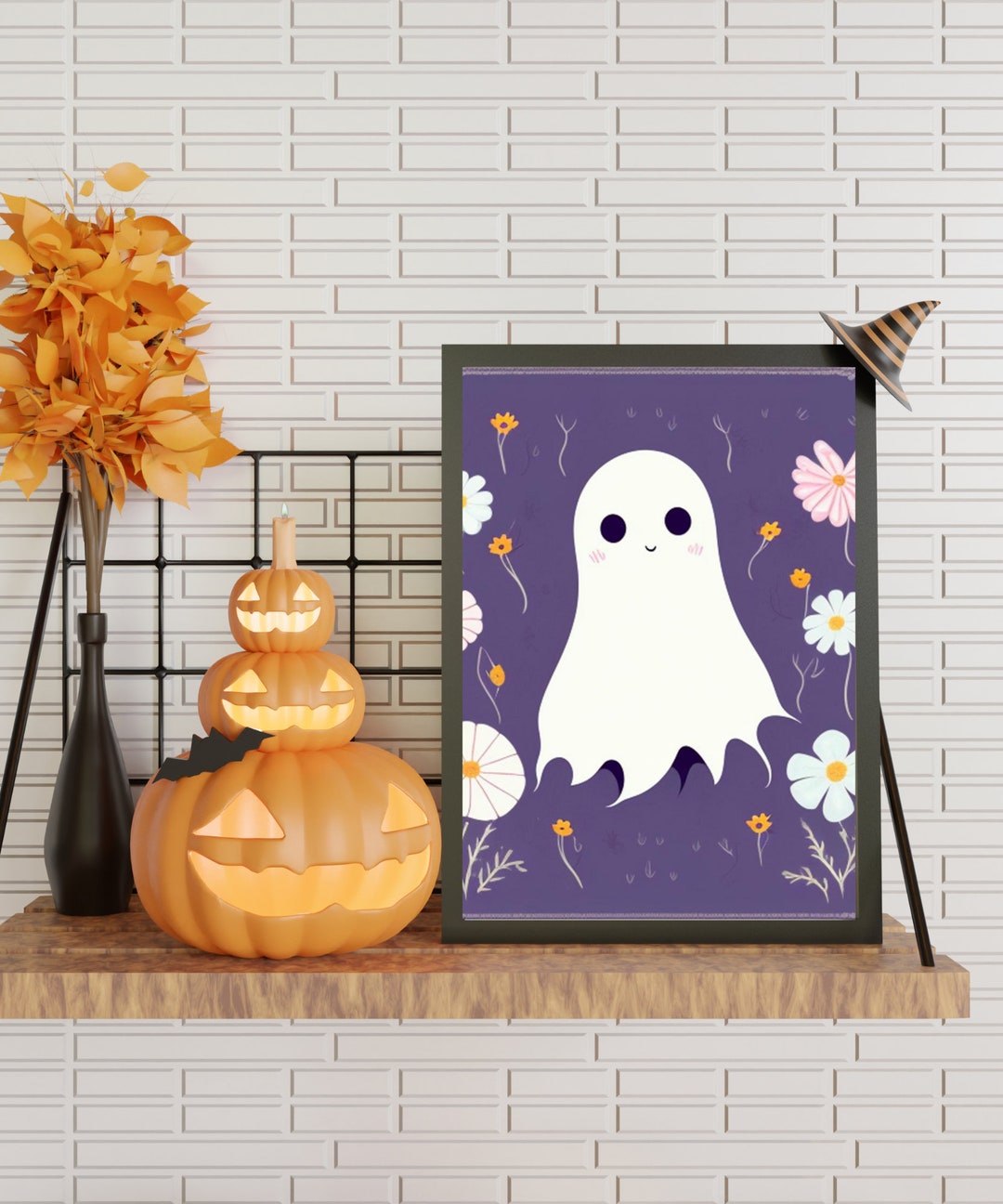Cute Ghost Floral Wall Decor, Cute Ghost Halloween Decor, Halloween ...