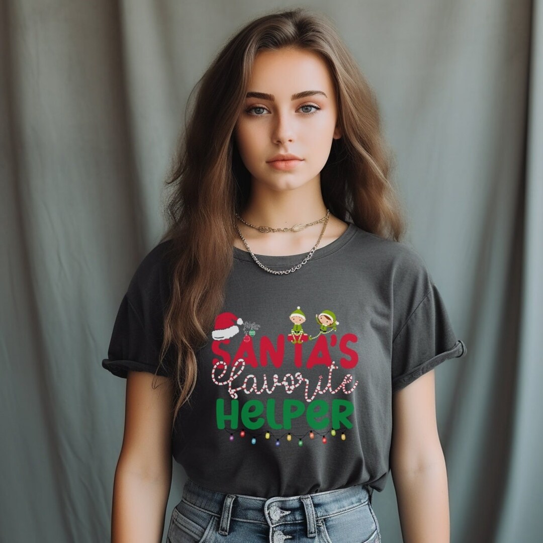 Santa's Favorite Helper Shirt, Warm Elf Holiday Top, Customizable Xmas ...