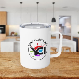 Custom Insulated Coffee Mug With Lid, Company Mug, Text Design, Photo ...