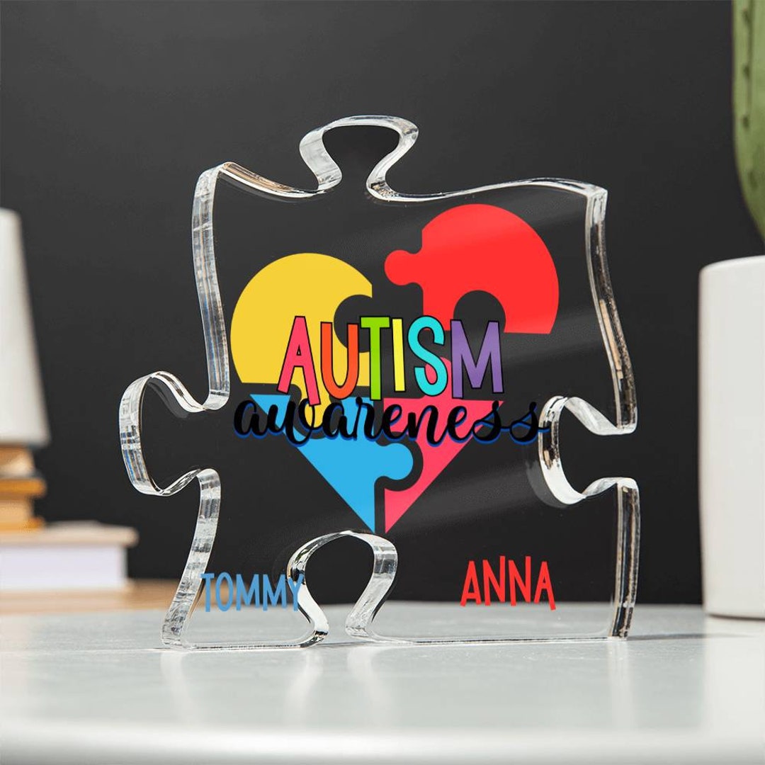 Name Clear Acrylic Puzzle Plaque, Personalized Autism Awareness Decor ...