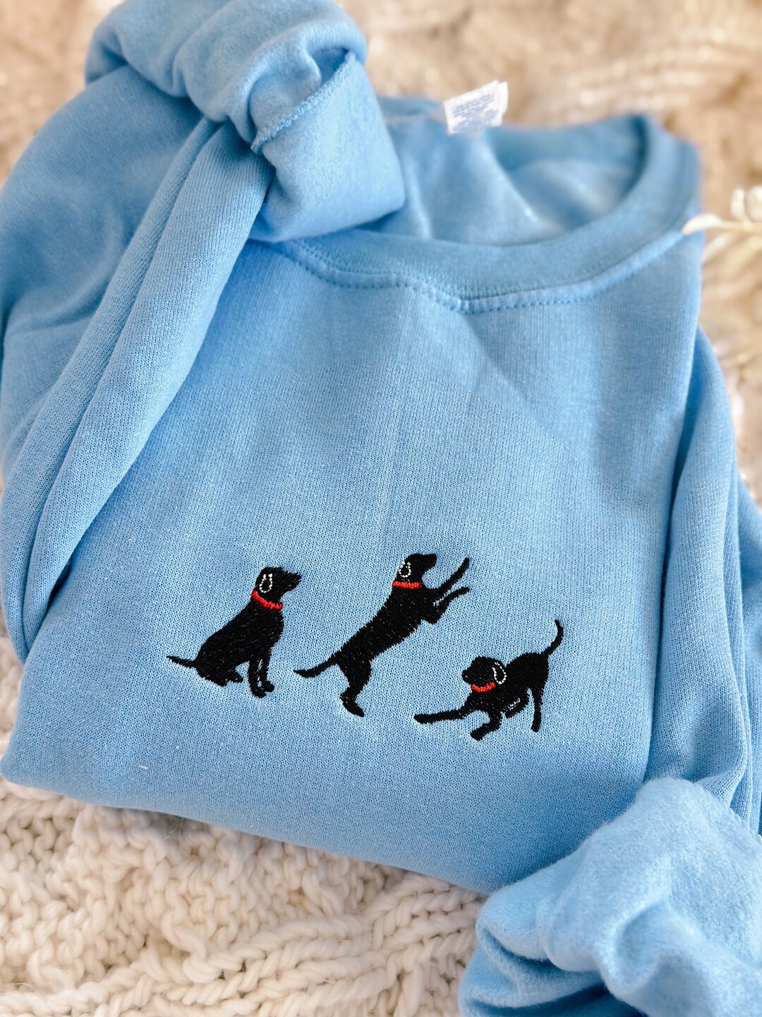 Black Labrado Dogs Playing Embroidered Sweatshirt - Etsy