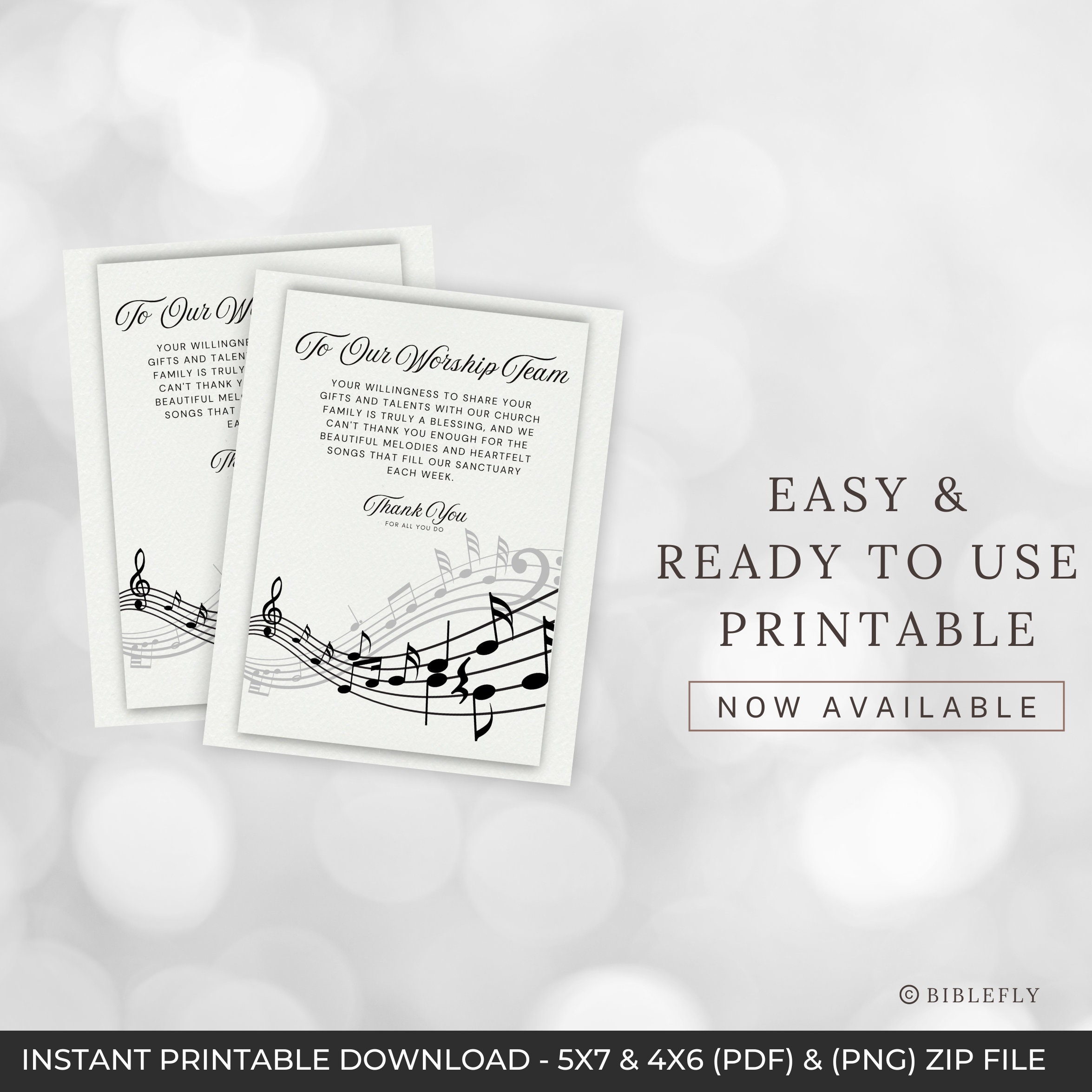 Church Staff Appreciation Thank You Card Worship Leader Music Team ...