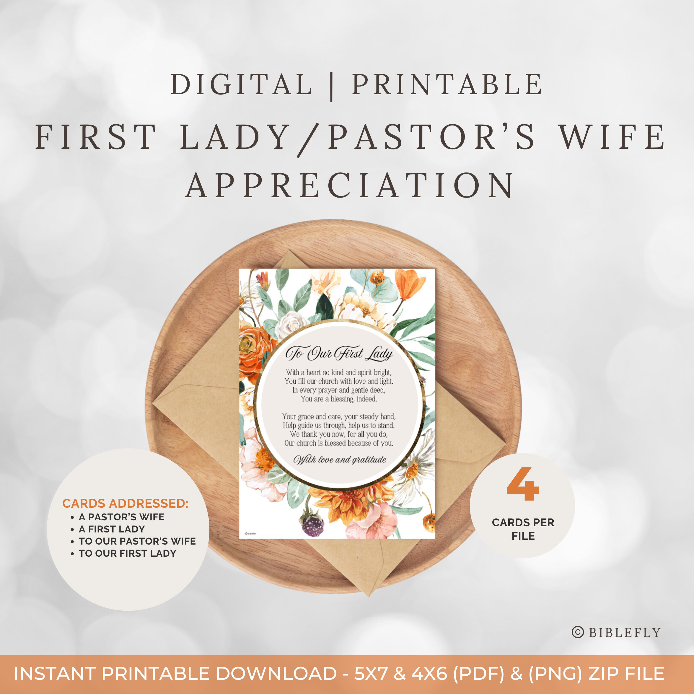 Pastor's Wife Appreciation Card First Lady Poem Gift Minister Thank You ...