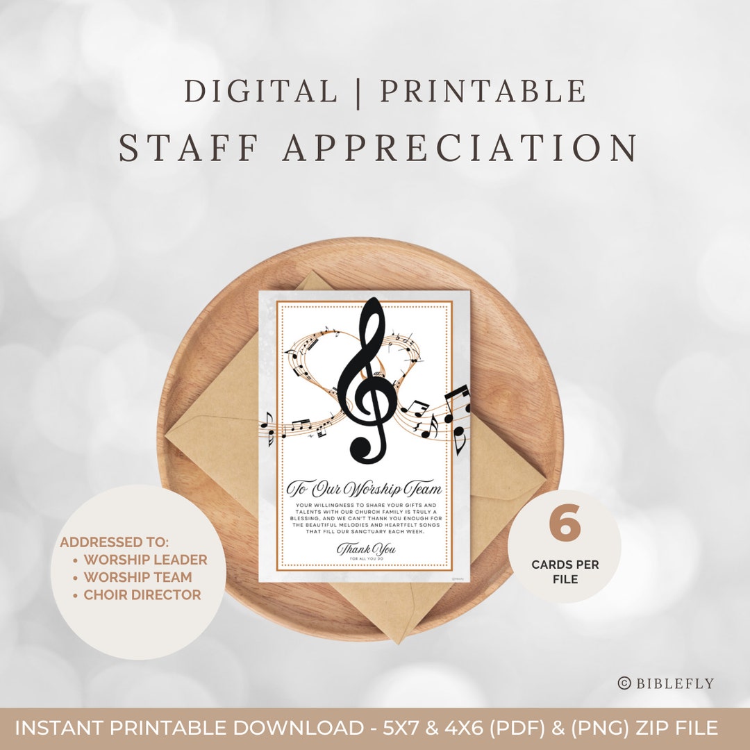 Church Staff Appreciation Thank You Card Worship Leader Worship Team ...