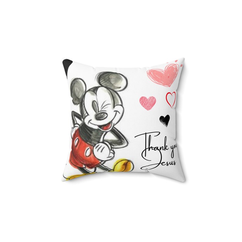 Thank You Jesus Mickey Mouse Spun Polyester Square Pillow - Etsy