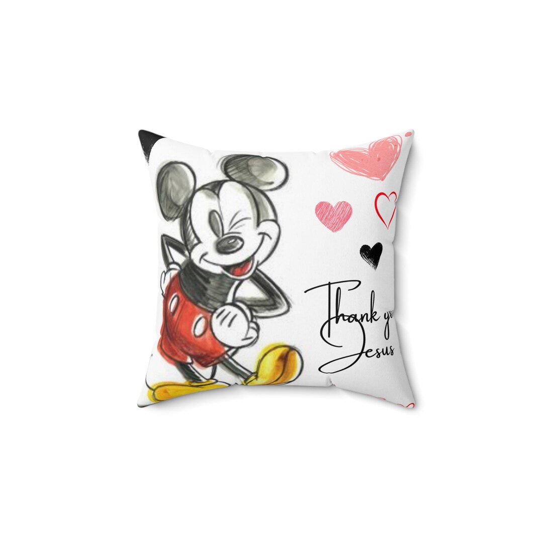 Thank You Jesus Mickey Mouse Spun Polyester Square Pillow - Etsy