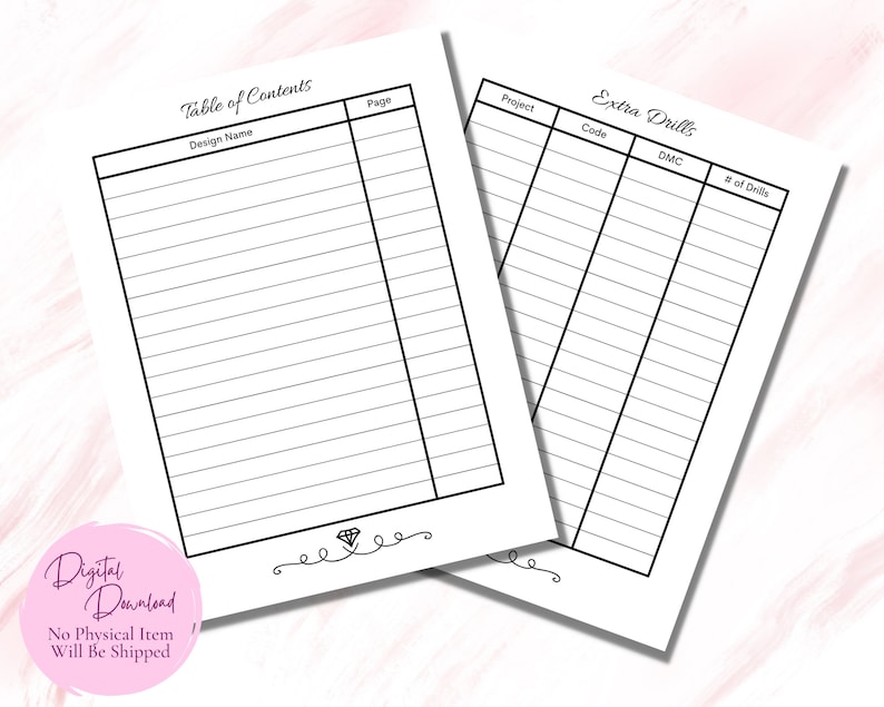 Diamond Painting Journal, Printable Digital Diamond Painting Log Book ...