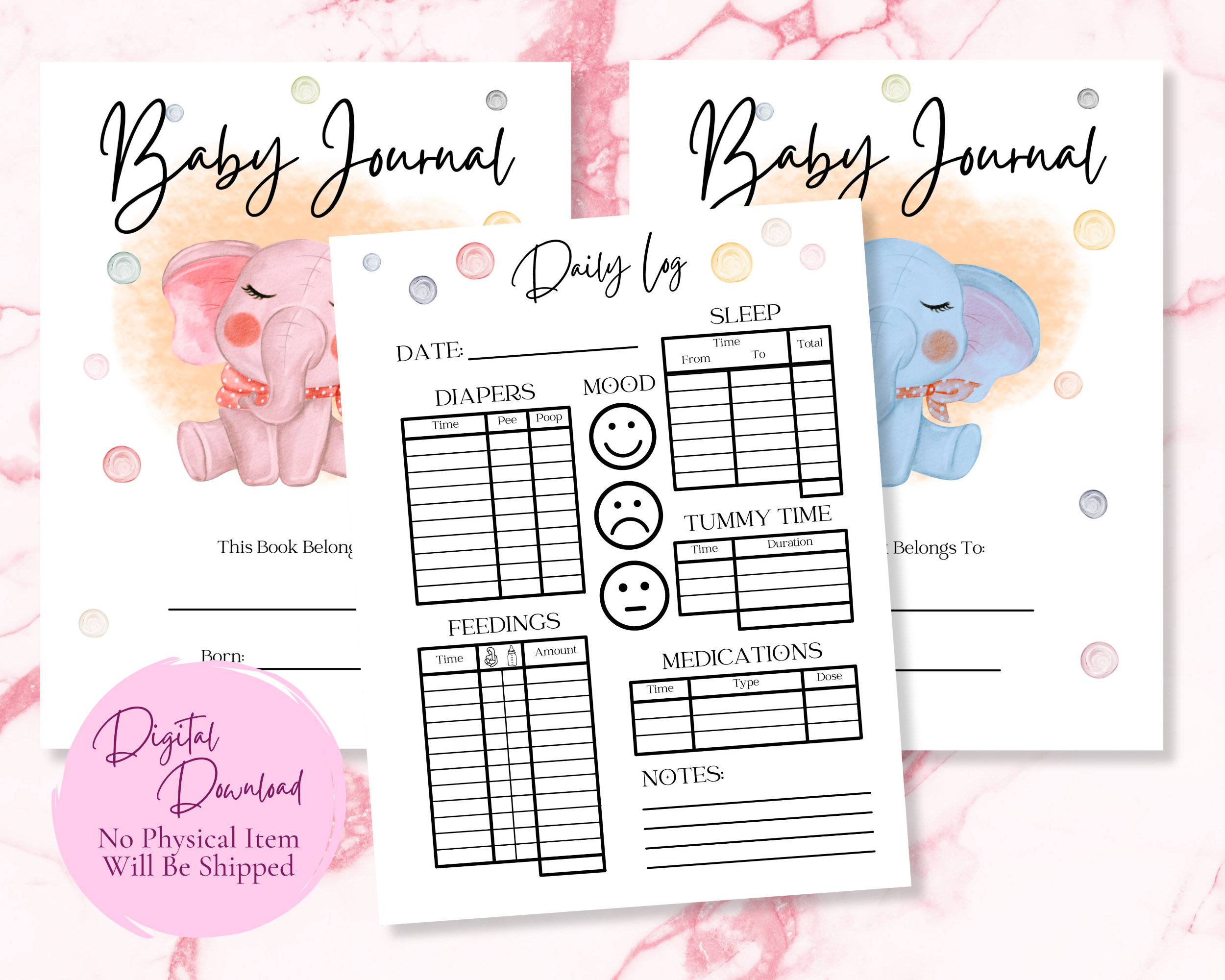 Baby Daily Log Book, Printable Infant Log, Baby Care Journal ...
