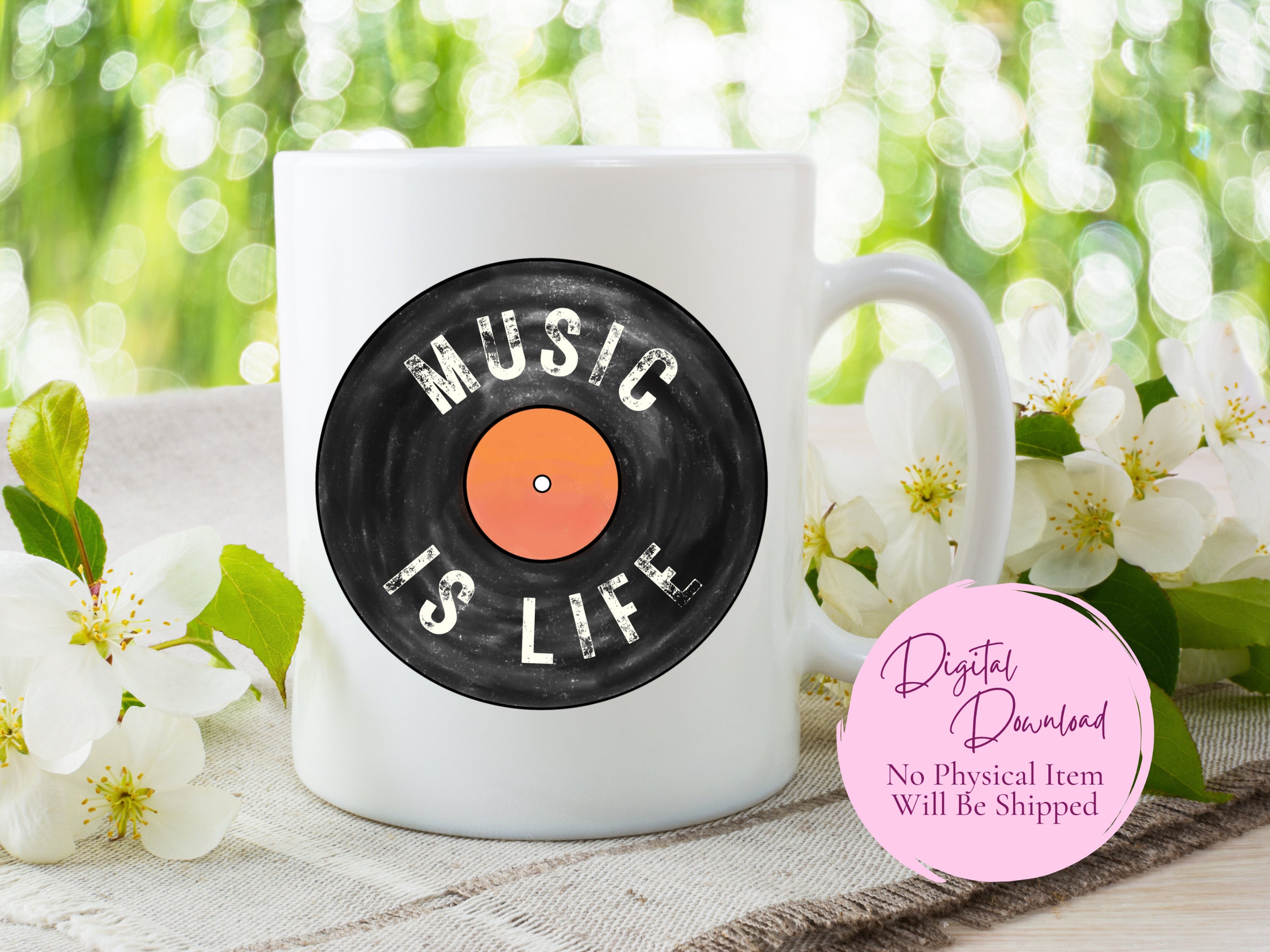 Music is Life PNG, Vintage Record Sublimation Design, Retro Record ...