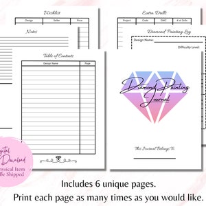 Diamond Painting Journal, Printable Digital Diamond Painting Log Book ...