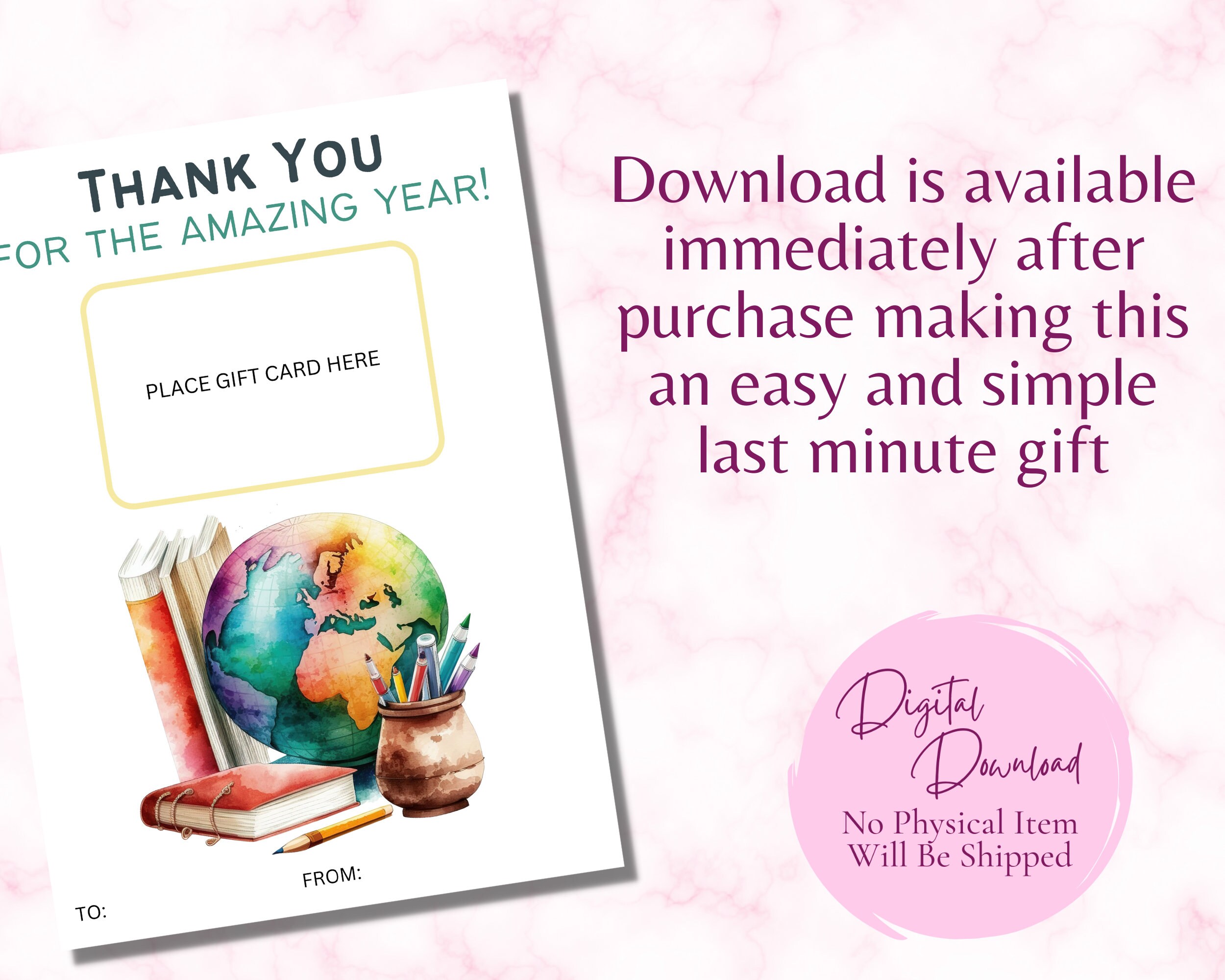 End of Year Teacher Appreciation Gift, Printable Gift Card Holder, Last ...