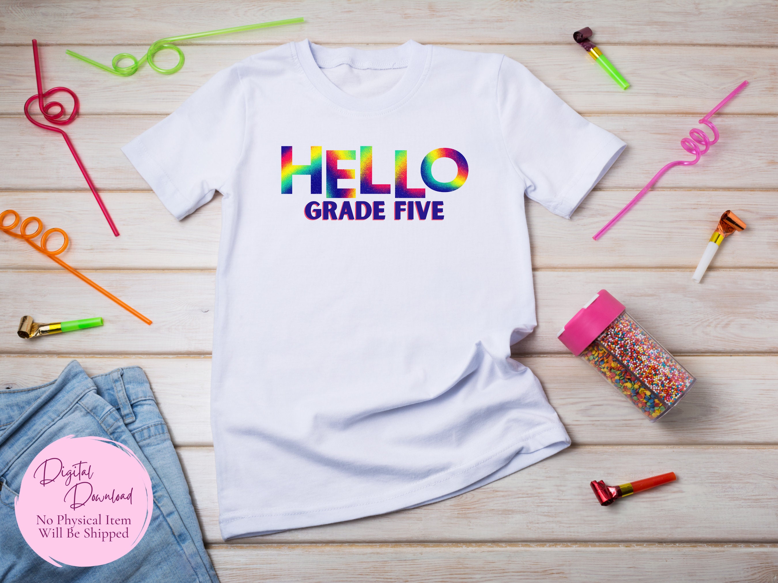 Hello Grade Five PNG Back to School Sublimation Design - Etsy