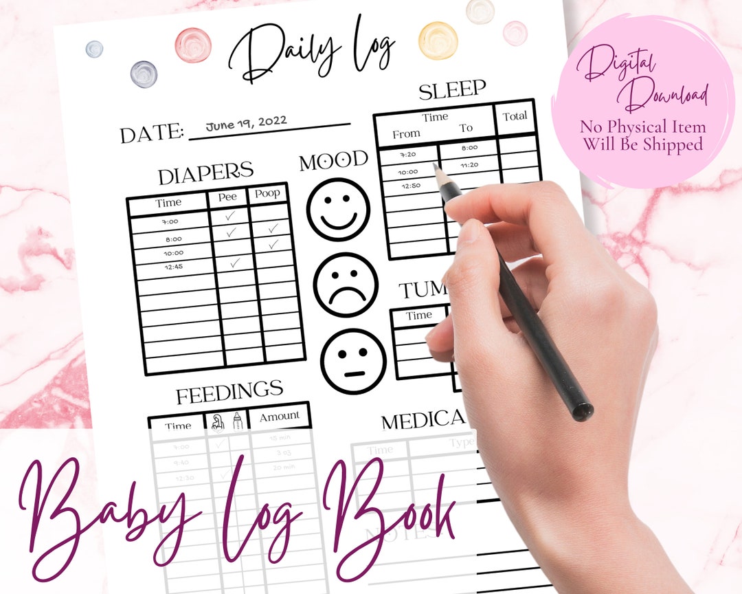Baby Daily Log Book, Printable Infant Log, Baby Care Journal ...