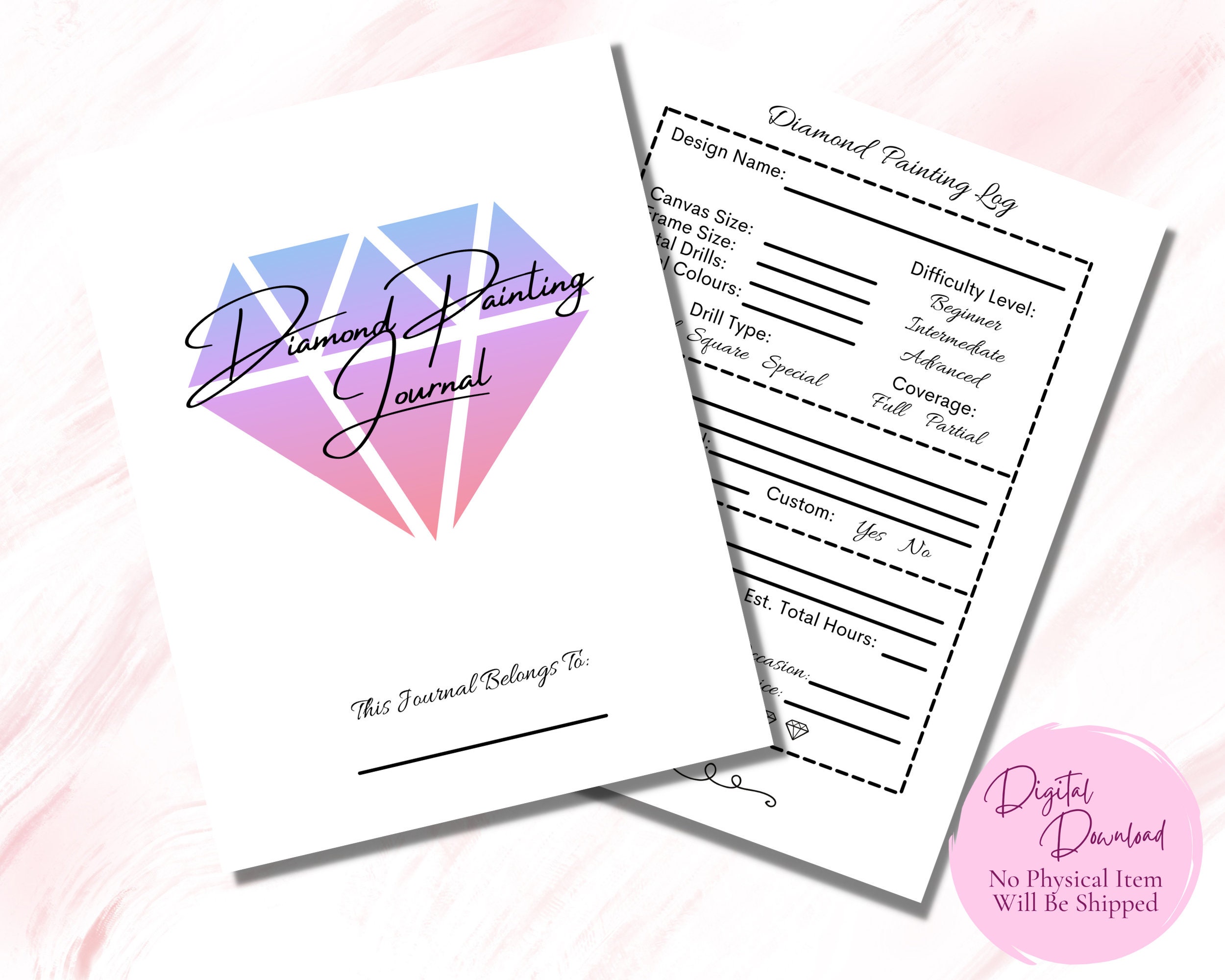 Diamond Painting Journal, Printable Digital Diamond Painting Log Book ...