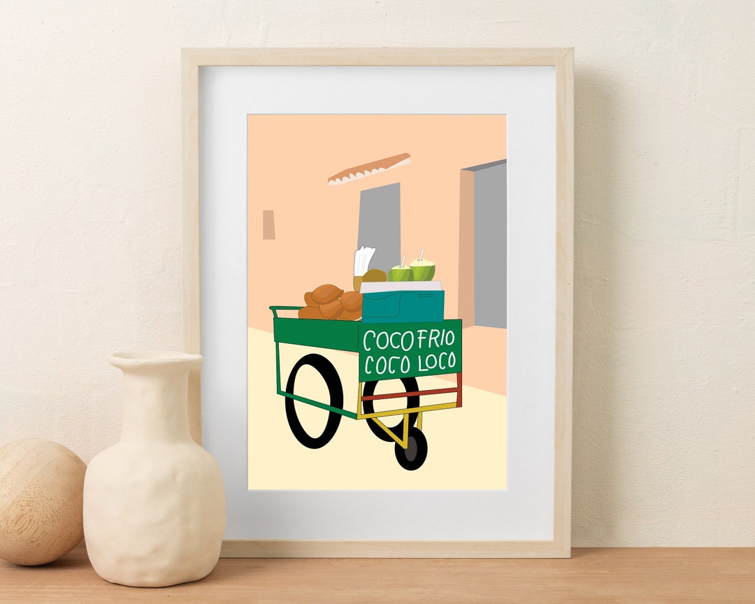 Coconut Stand Digital Print (coco Art, Dominican Republic, Caribbean ...