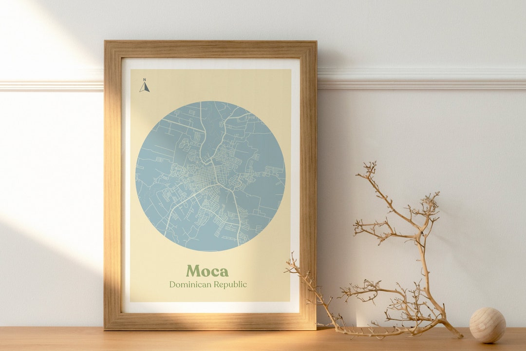 Moca, Dominican Republic Map (moca Map, Digital Print, Wall Art ...