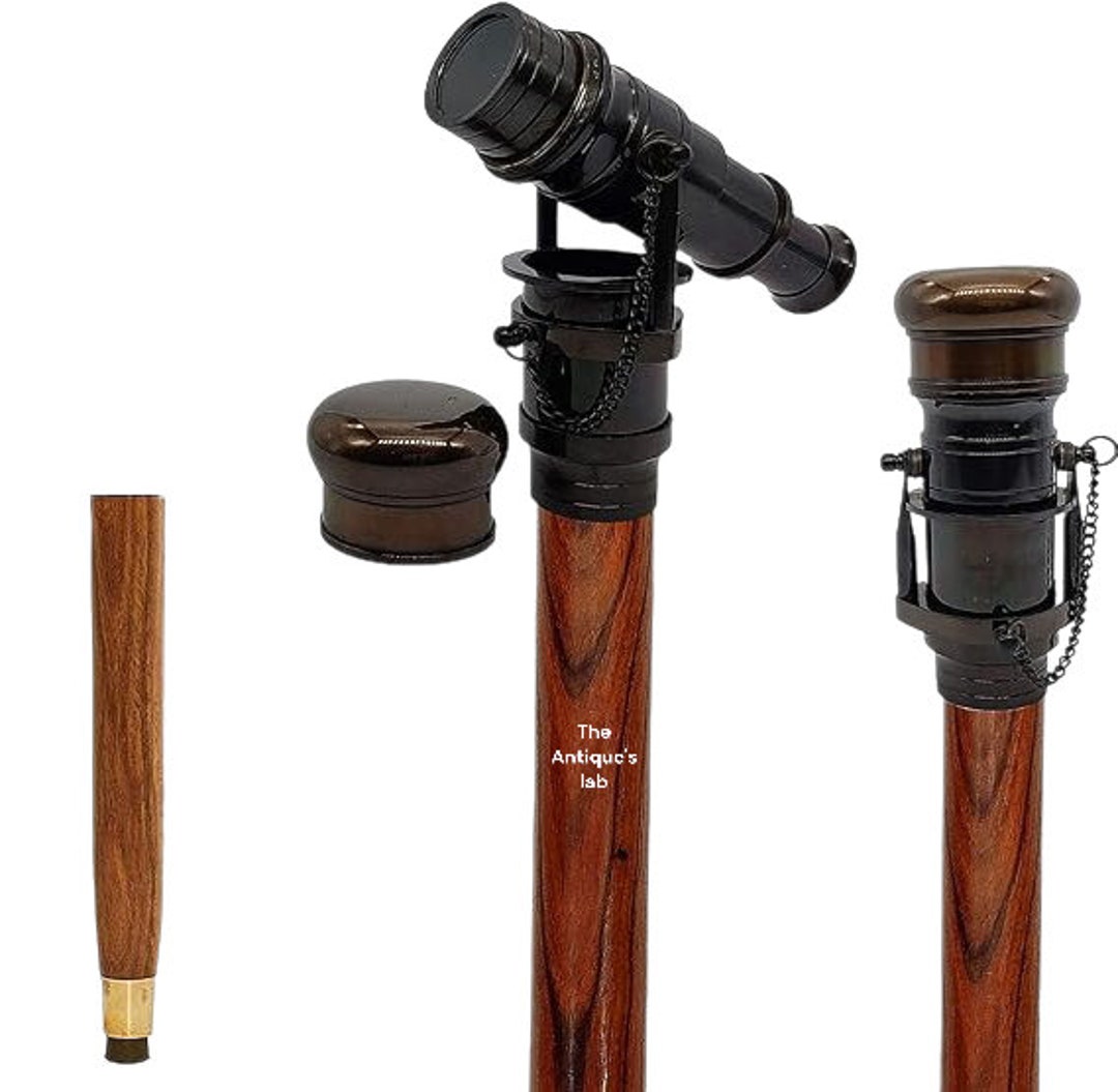 Brass Walking Stick Vintage Handle Victorian Telescope Head Foldable ...