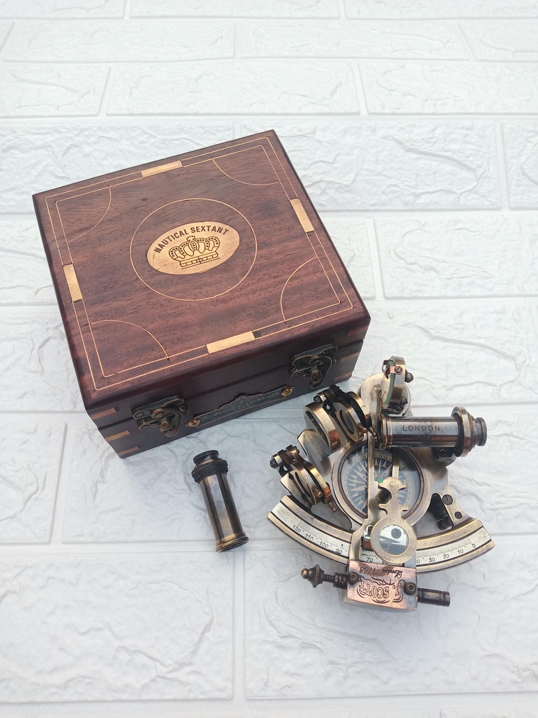 Personalized Engraved Brass Sextant | Antique Nautical Sextant Solid ...
