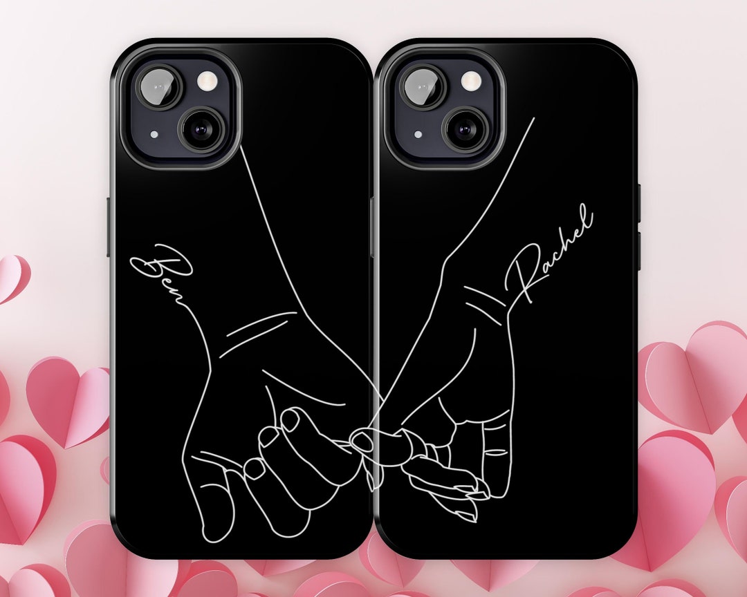 Two Custom Couple Phone Case Custom Name Phone Case Set Personalized ...